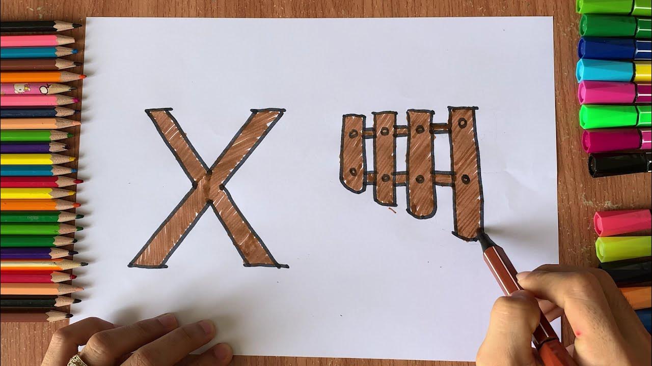 How To Draw Letter X For Xylophone|Easy Draw and Painting - YouTube