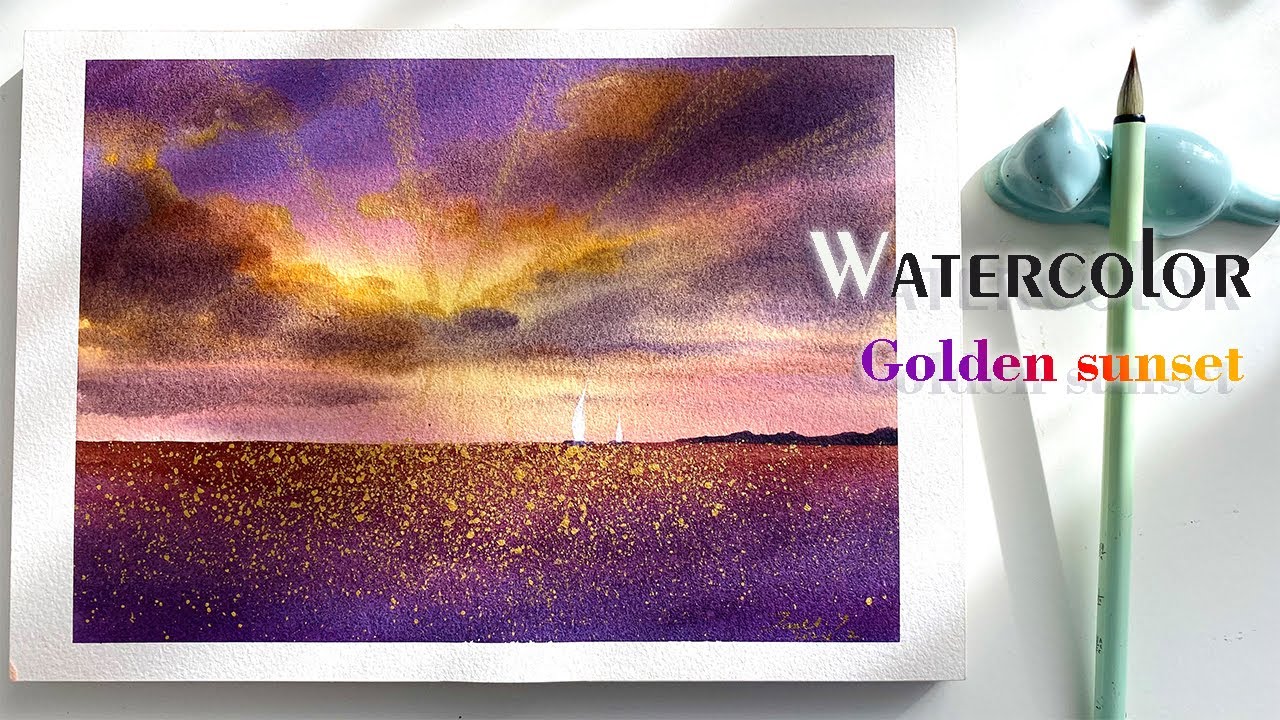 This is my first time trying to use golden paint to paint the sunset ...