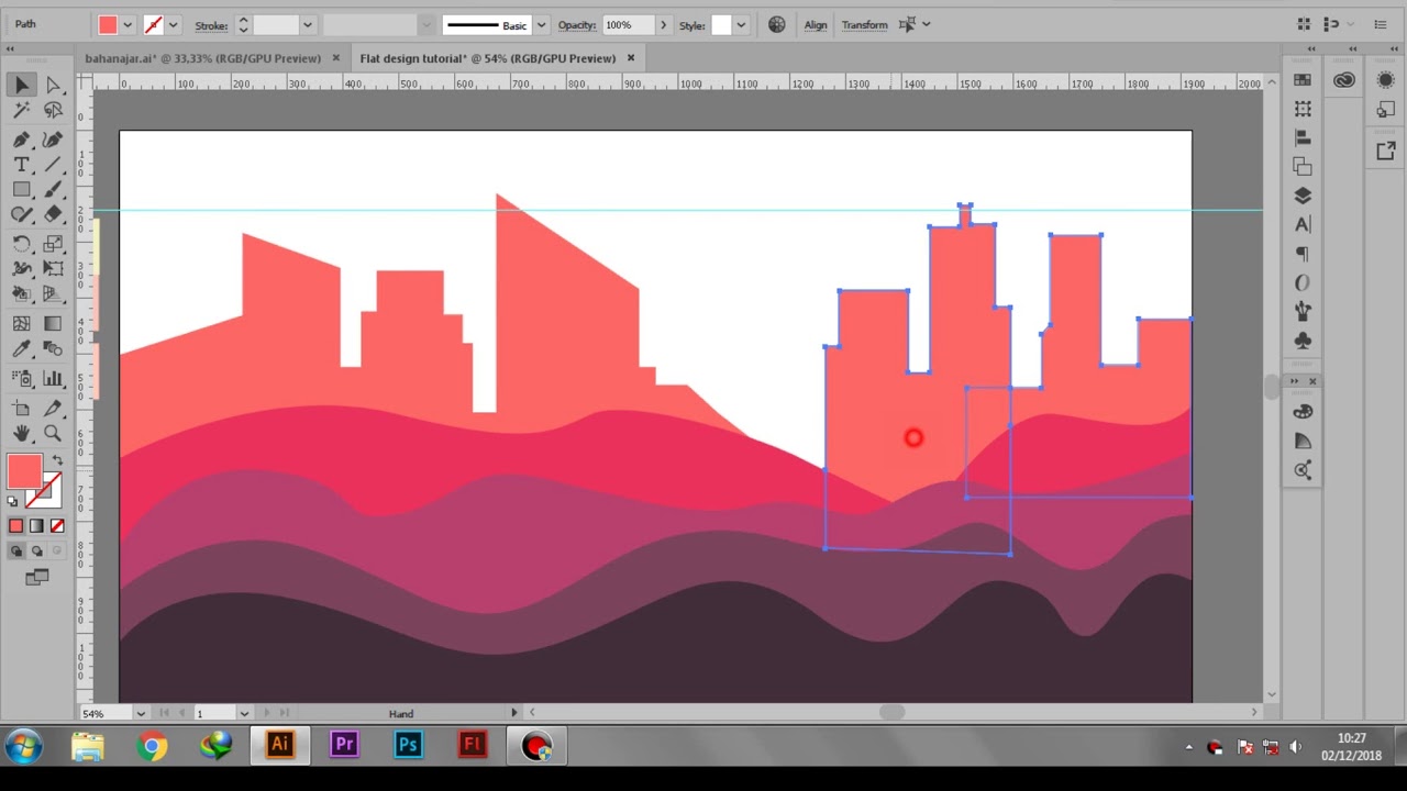 TUTORIAL FLAT DESIGN (LANDSCAPE) - ADOBE ILLUSTRATOR - YouTube