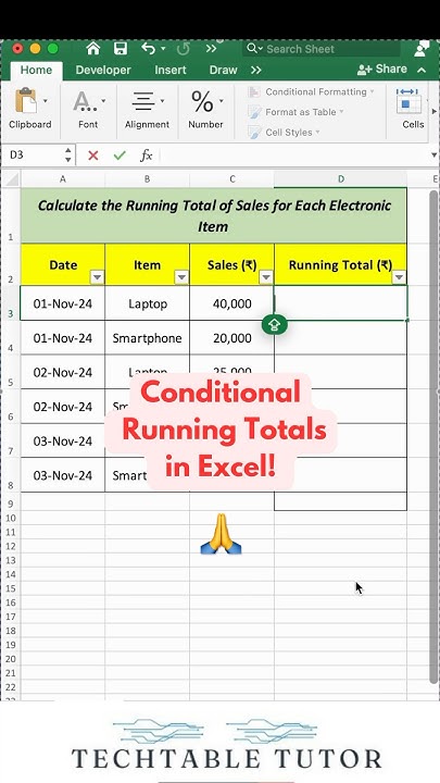 How to Calculate Conditional Running Totals in Excel | SUMIF Explained #excel #excelshorts - YouTube