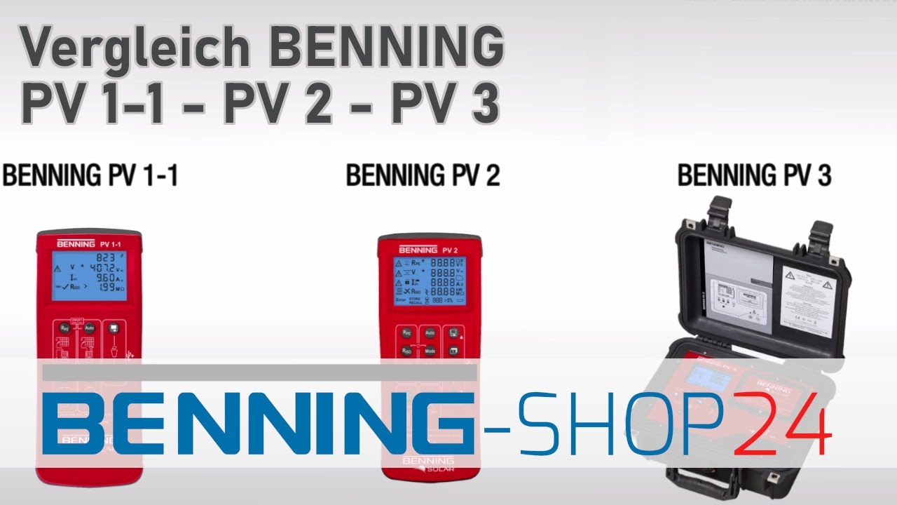 BENNING PV 1-1, PV 2 und PV 3 im Vergleich - YouTube