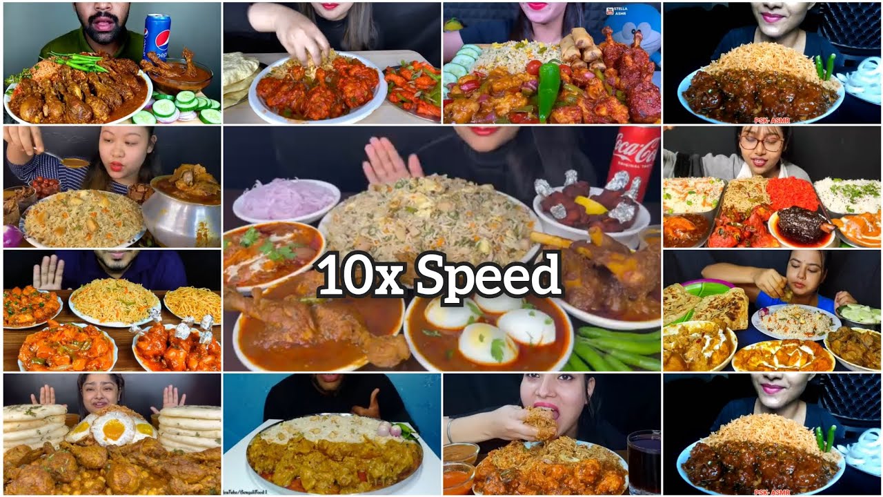 ASMR Eating Spicy Chicken Fried Rice With Spicy Chicken Curry & Chicken ...