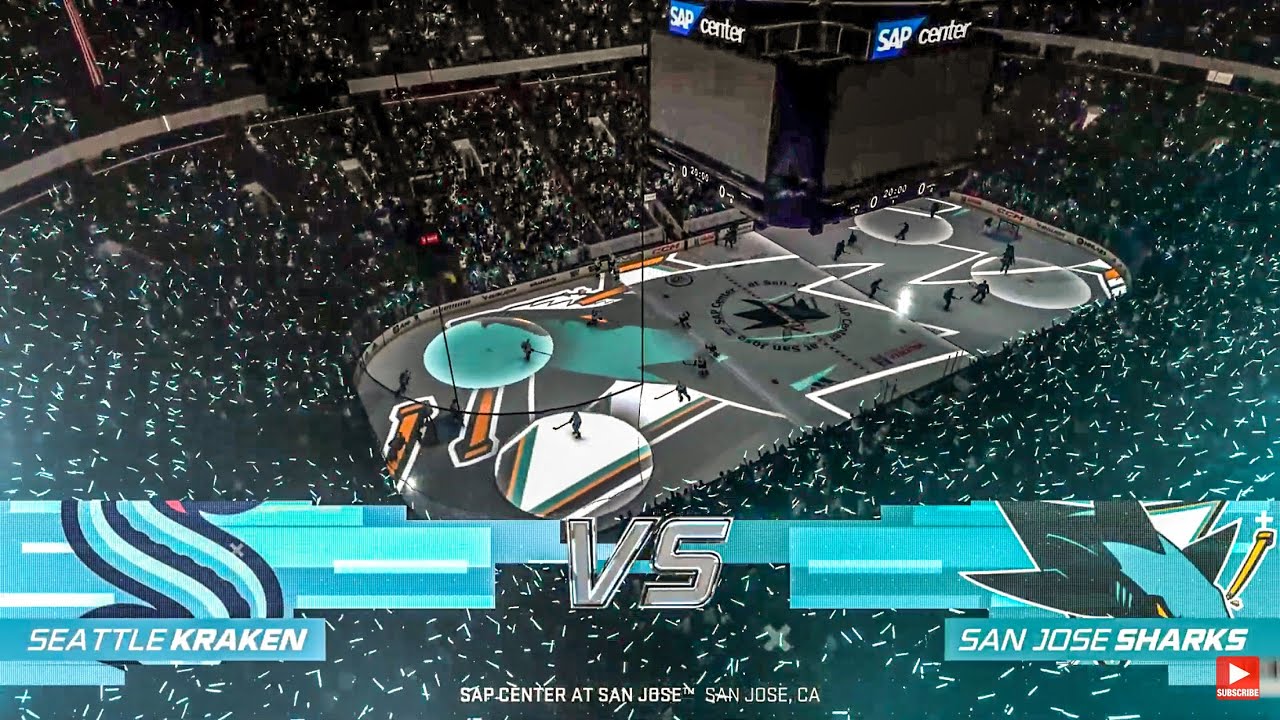 Seattle Kraken vs San Jose Sharks 3/16/2023 NHL 23 Gameplay - YouTube