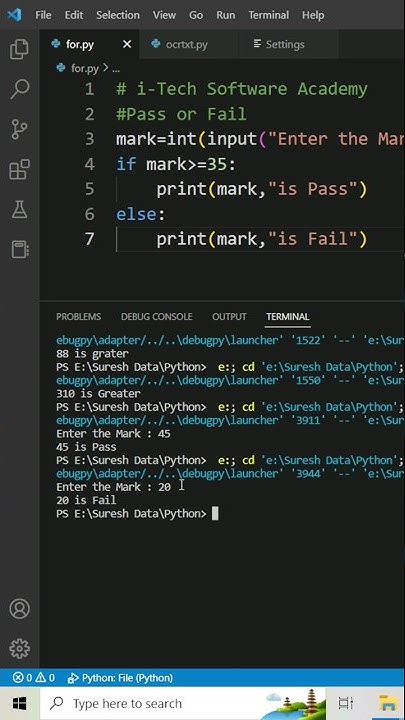 Pass or Fail Program using Python #shortsfeed #shorts #shortvideo #viralshorts - YouTube