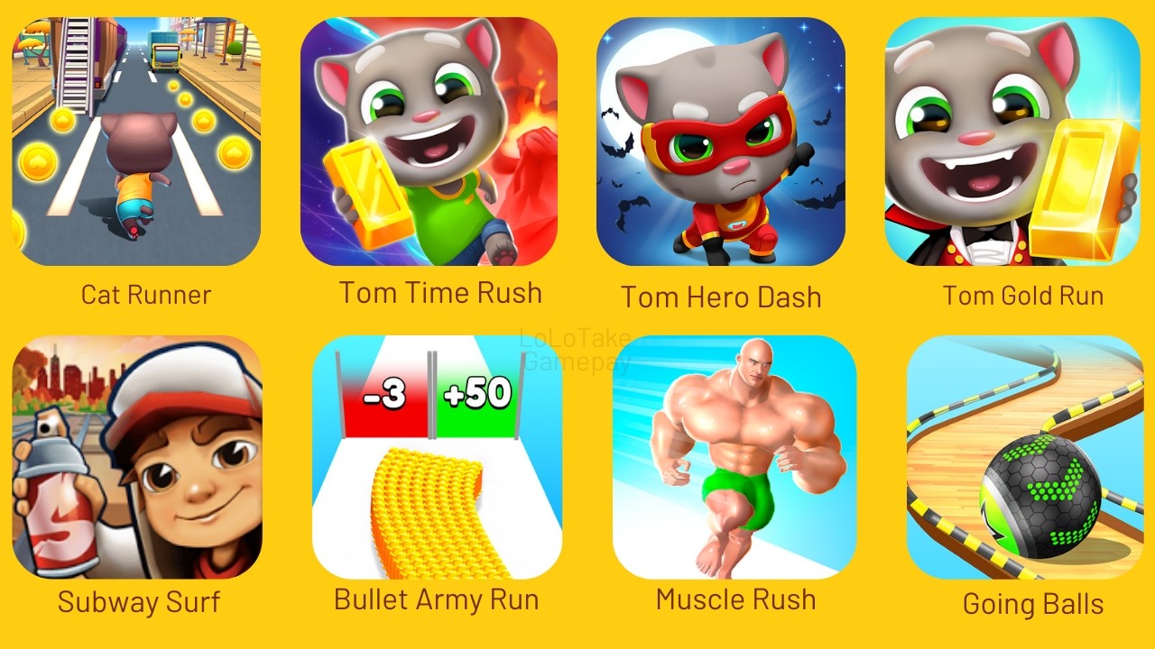 Tom Hero Dash, Tom Gold Run, Tom Time Rush, Cat runner, Subway Surf ...