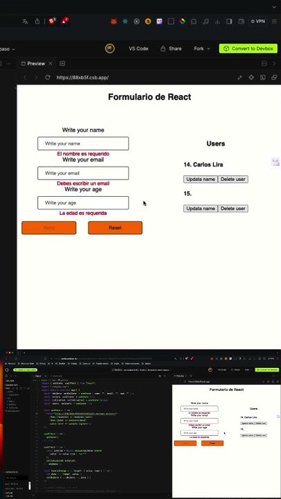 Formulario En React Reactjs React Javascript Formulario Desarrolloweb Software Html Code
