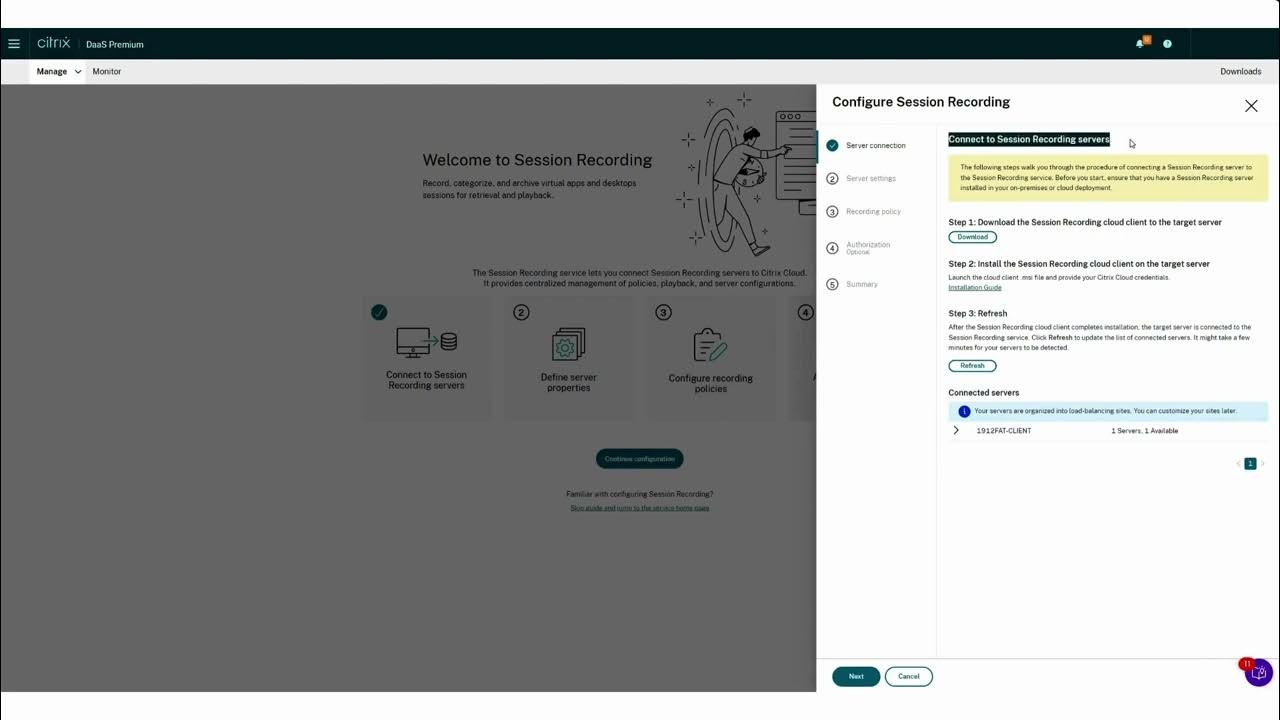 Setting up Citrix Session Recording service - Step 1: Connect to ...