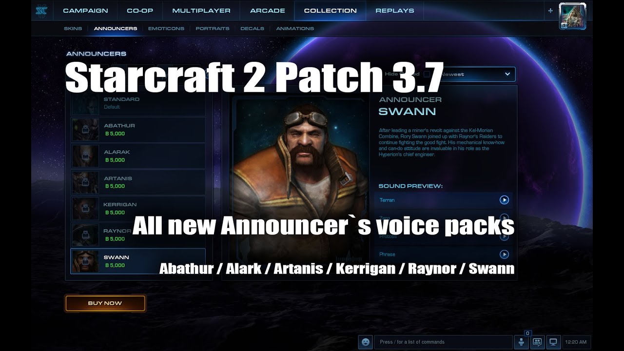 [SC2 LOtV] Starcraft 2 3.7 Patch announcers voice pack. - YouTube