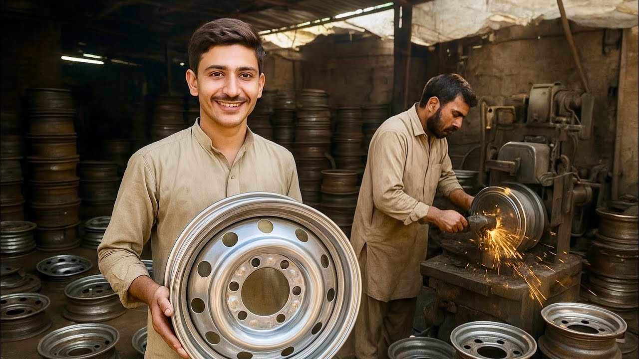 Inside a Pakistani workshop car rims repaired by hand /mass production ...