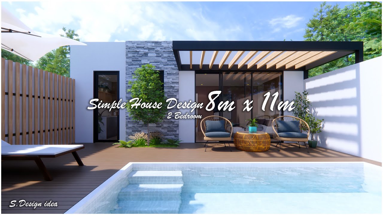 Beautiful Simple House | House design idea | 8m x 11m with 2Bedroom ...