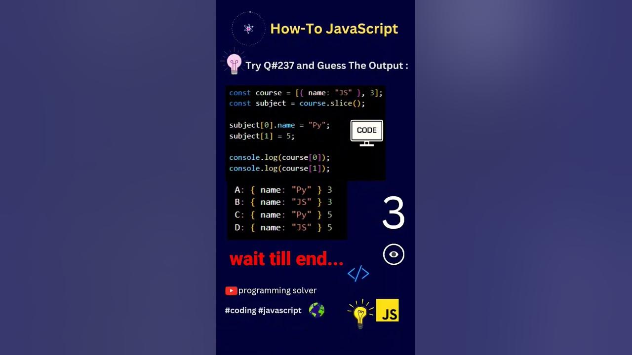 How To Code Javascript Q 237 Try Solve And Guess The Output Shorts Coding Programming