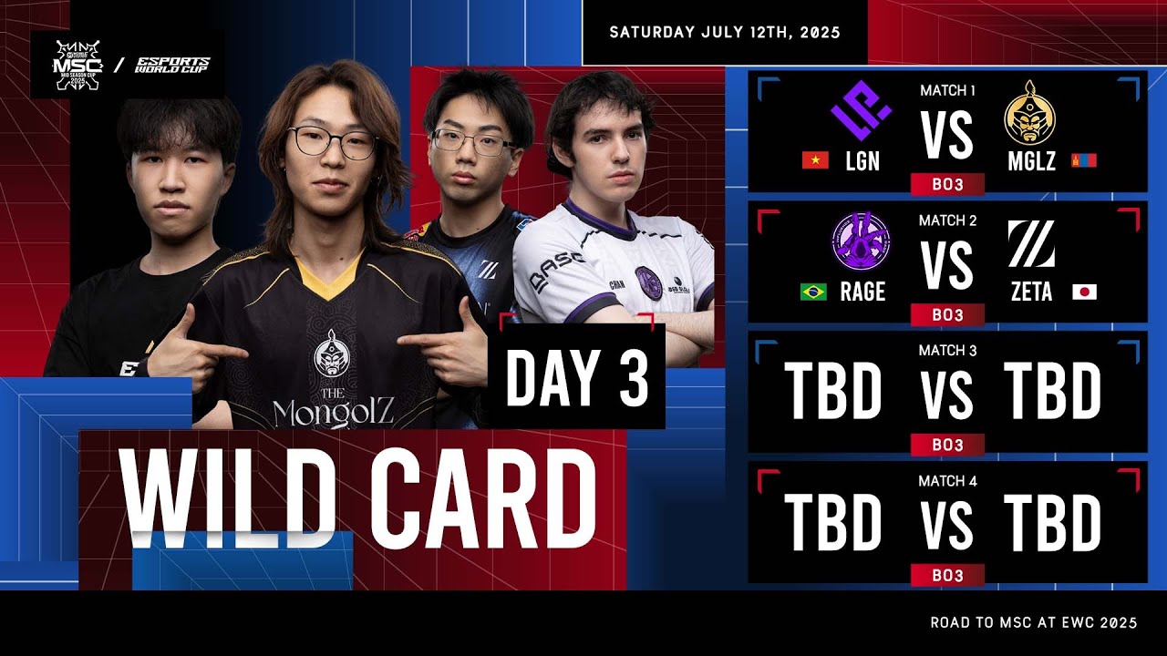 🔴 LIVE | WILD CARD DAY 3 | MLBB MSC at EWC 2025 | (ENG) - YouTube