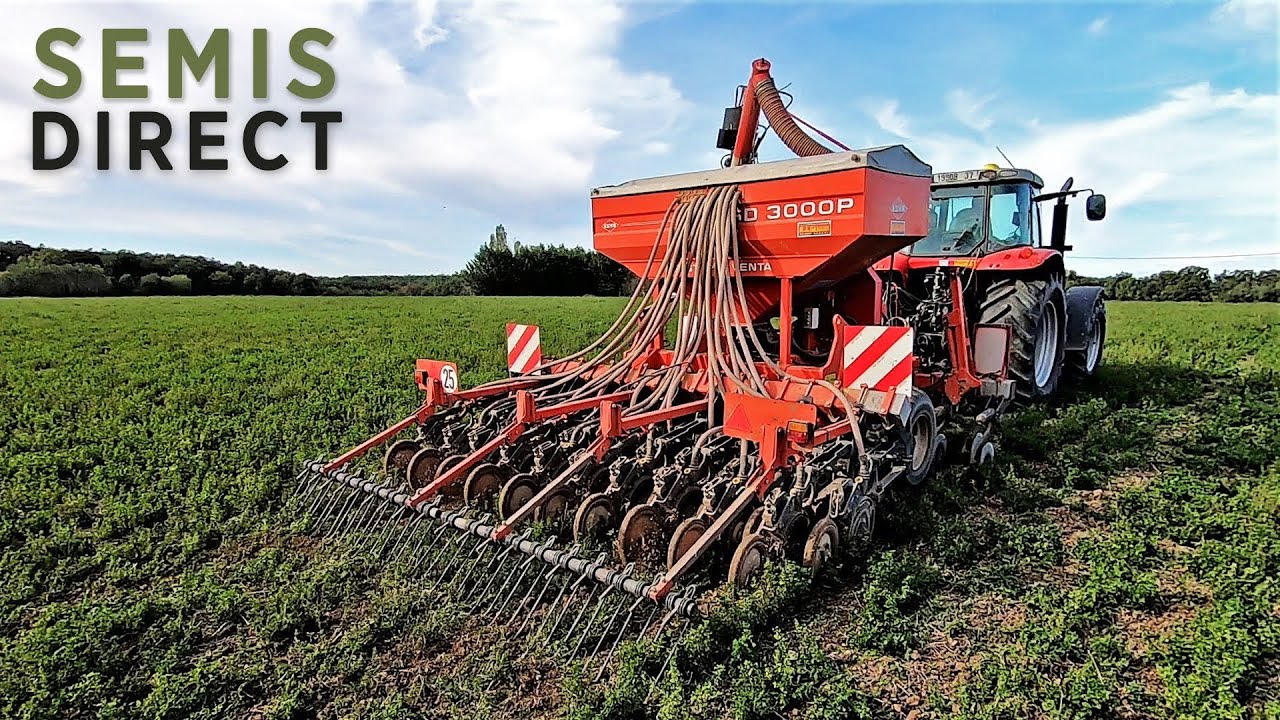 Semis direct d’une orge sous couvert d’une luzerne - 2020 - YouTube