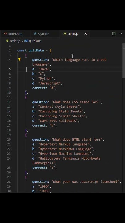 Quiz App using HTML, CSS & JAVASCRIPT #htmlcssjavascript #coding #quiz - YouTube