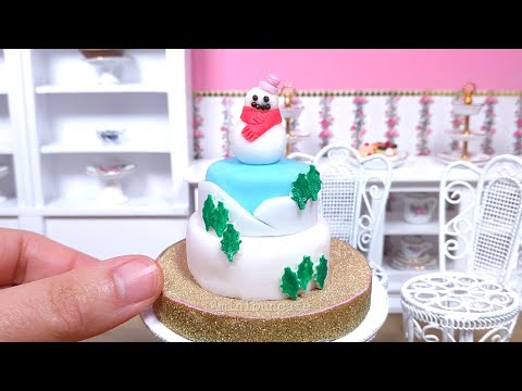 Miniature Frosty the Snowman cake! Mini food ASMR - YouTube