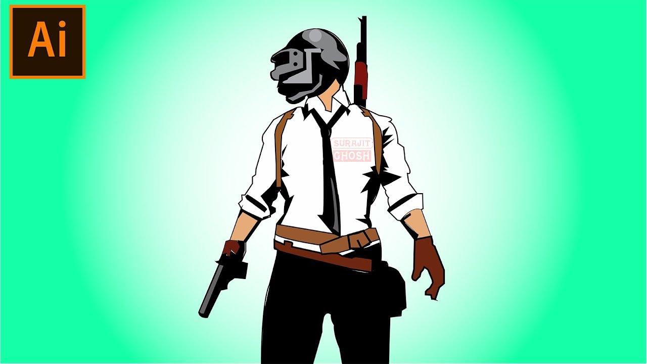 PUBG Vector Art Drawing in Adobe Illustrator - YouTube