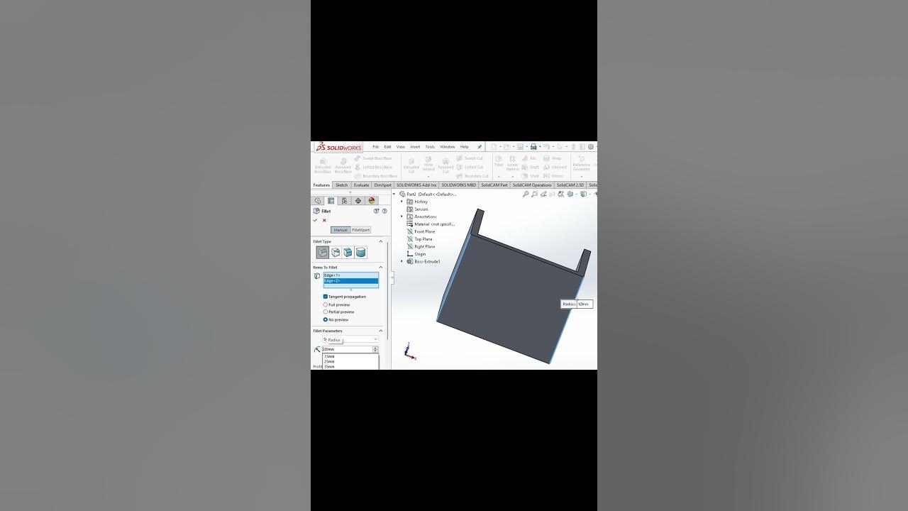 Solidworks Fillet Basic Tutorials for Beginners#cncmachining#cnc - YouTube