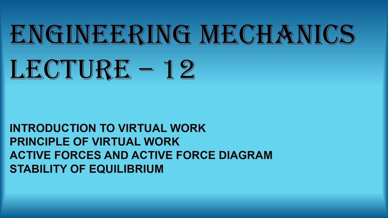 EM Lecture - 12 [Virtual work: principle of virtual work, Active forces ...