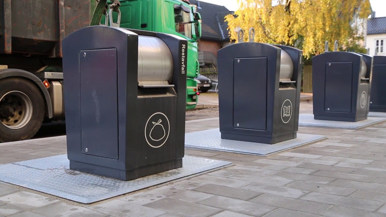 Hvordan tømmes en nedgravd søppelcontainer? - YouTube