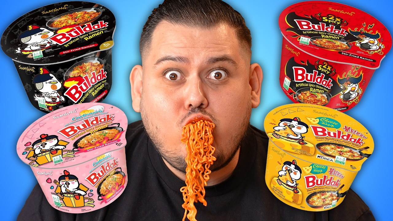 We Ranked EVERY Buldak Spicy Noodle Flavor - YouTube