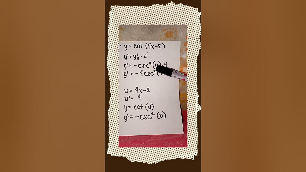 Derivatives of Cotangent Function - YouTube