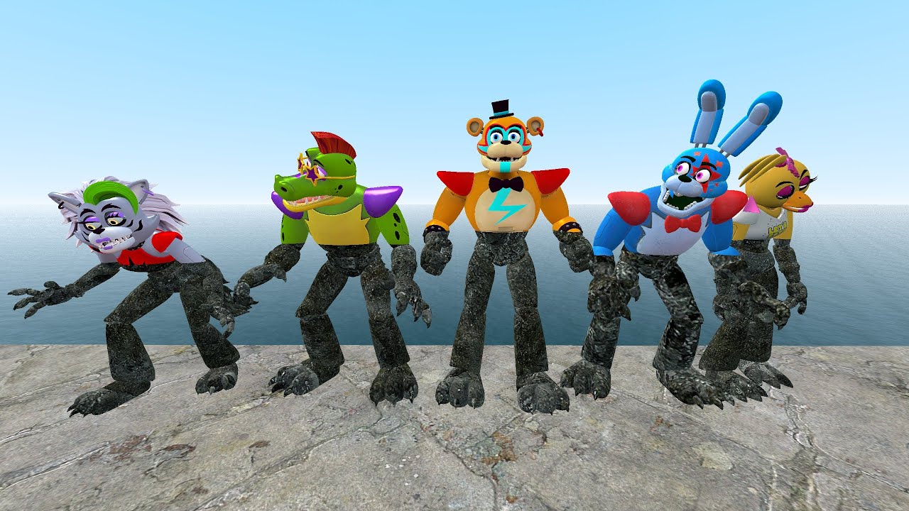 TURNING ALL FNAF Security Breach ANIMATRONICS INTO STONE STATUES In ...