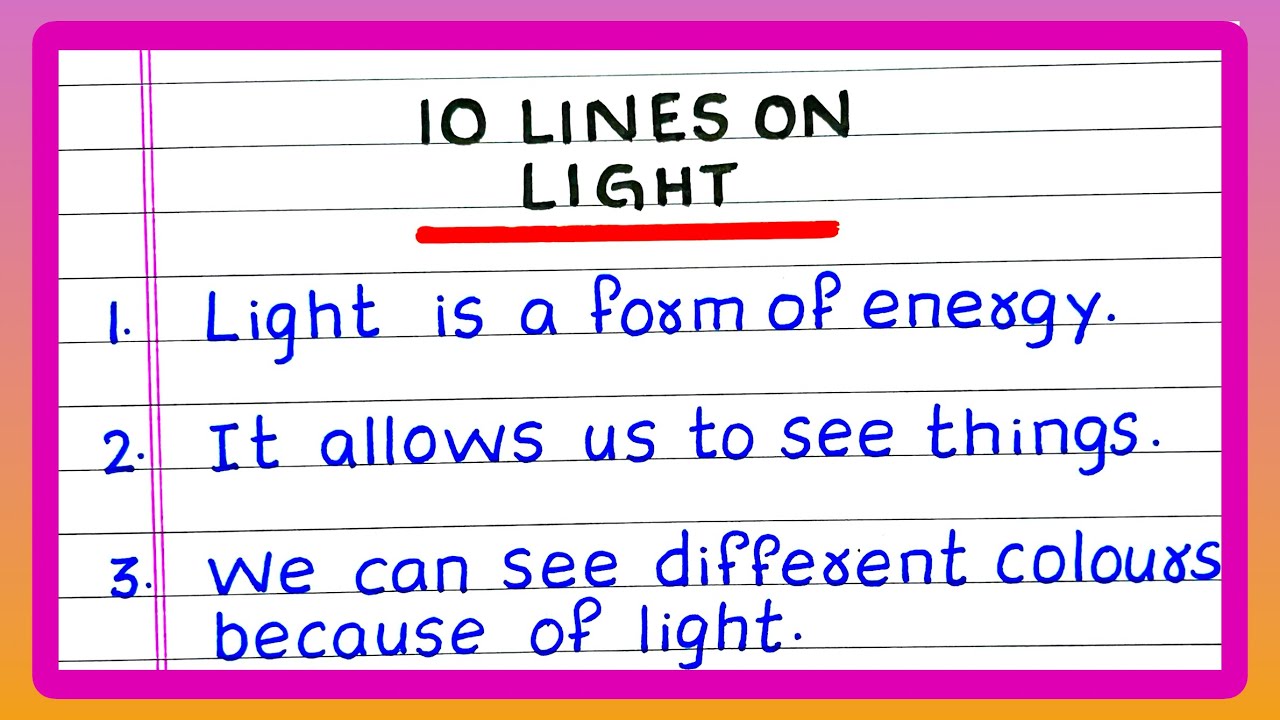 10 Lines about Light | Few Lines about Light | Essay on Light - YouTube