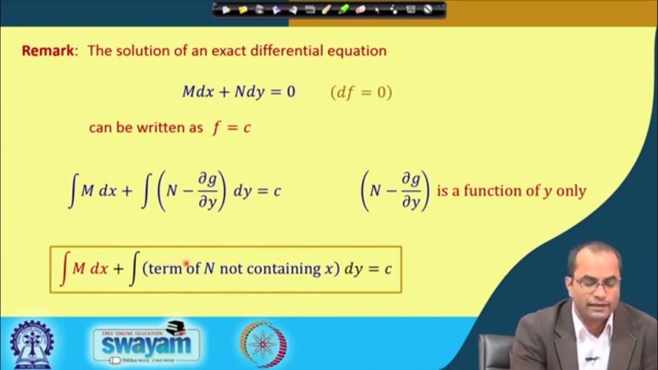 Exact Differential Equations #swayamprabha #CH38SP - YouTube