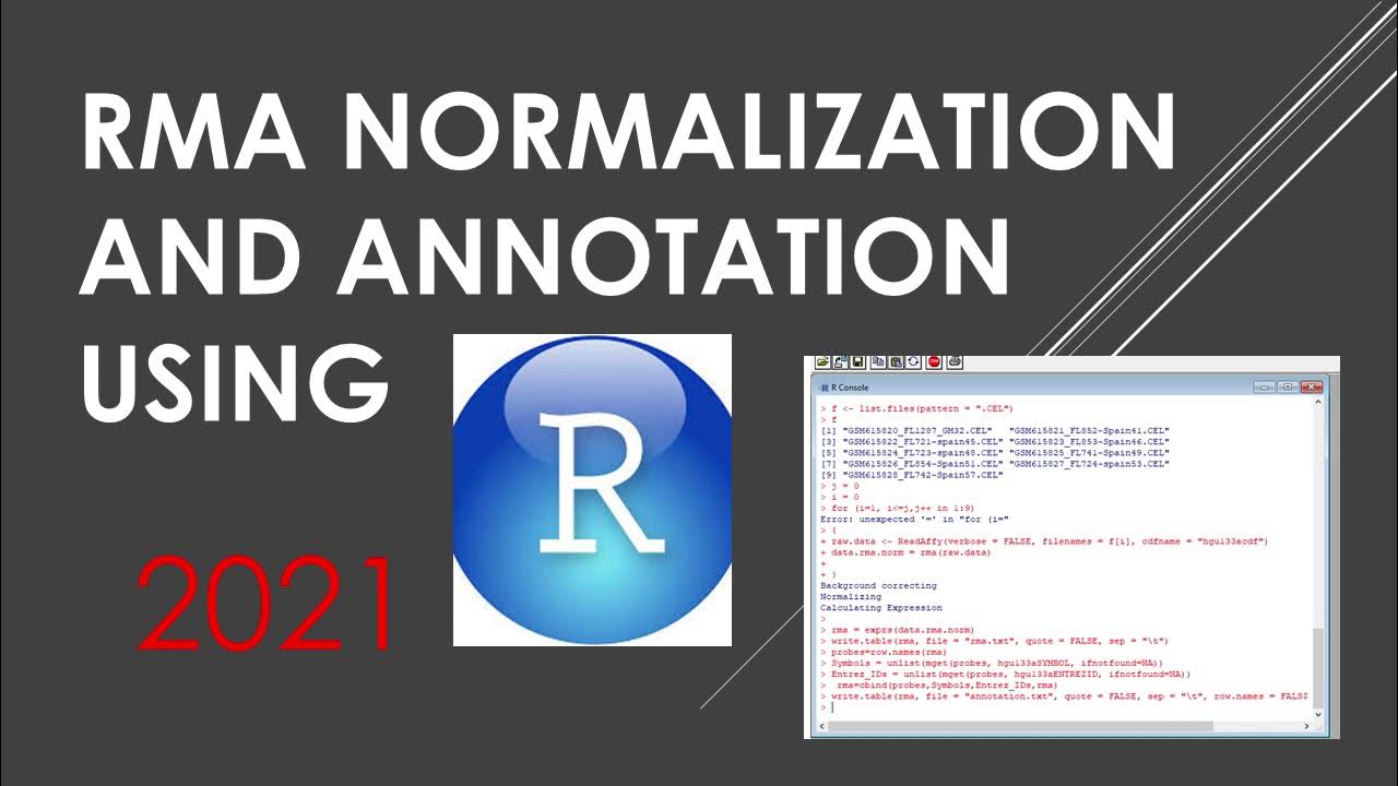 Microarray Data Analysis using R - RMA Normalization and Annotation - tutorial - YouTube