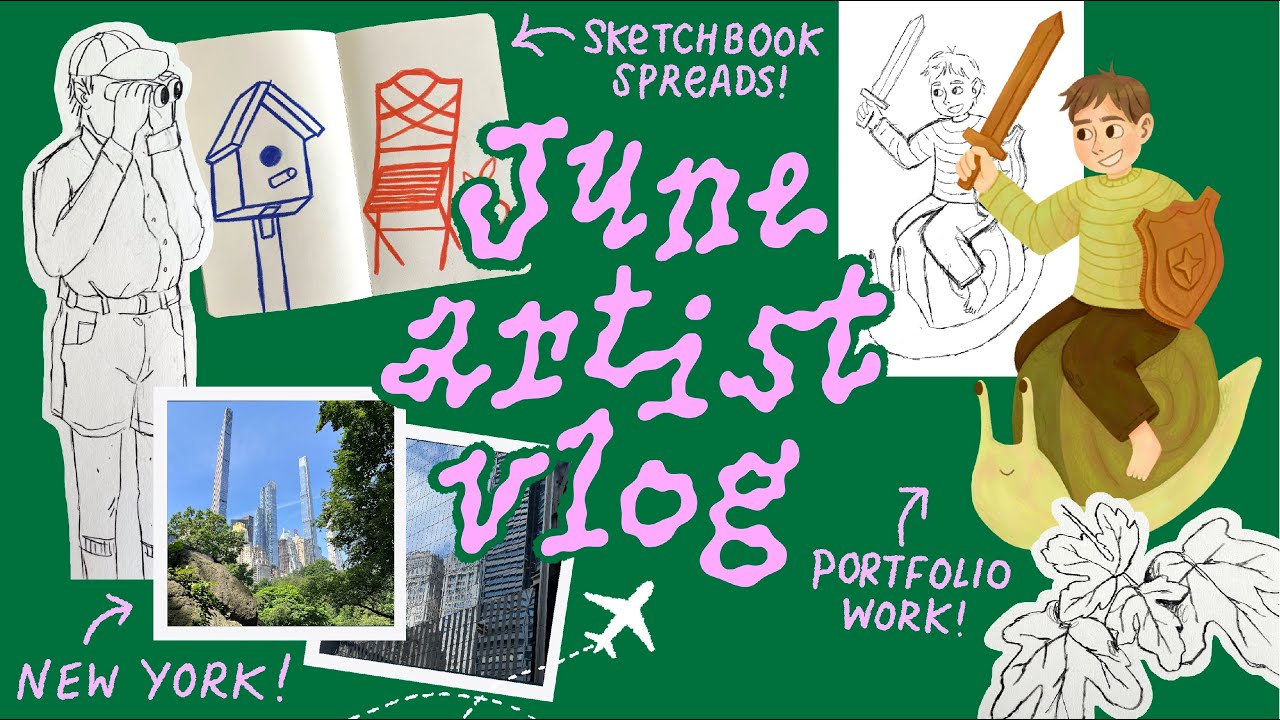 june artist vlog ! portfolio work, sketchbook spreads, travel - YouTube