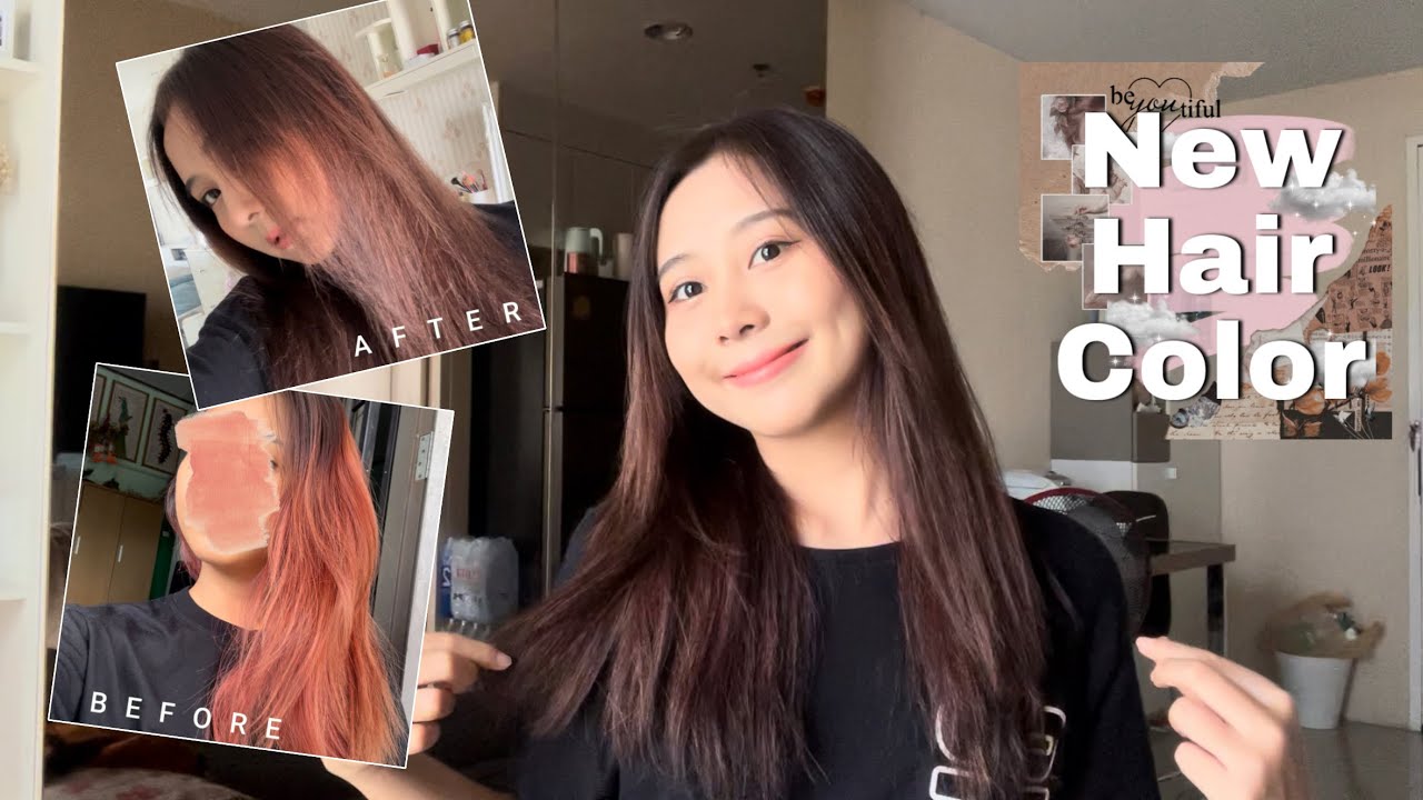 New Hair Color รีวิวย้อมผมสีน้ำตาลเอง💕 (สีBerina A30+A38) - YouTube