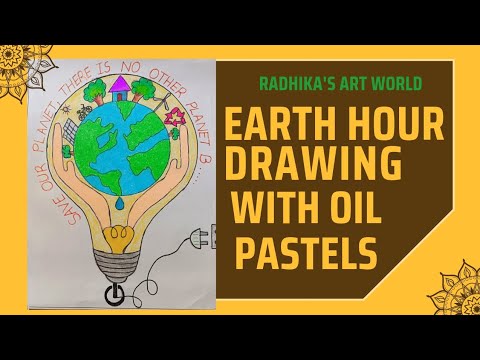 Earth hour drawing || Easy Earth hour drawing with oil pastels - YouTube