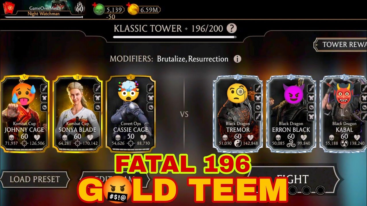 MK MOBILE - KLASSIC TOWER FATAL 196 GOLD TEEAM ONLY - FATAL 196 gold ...