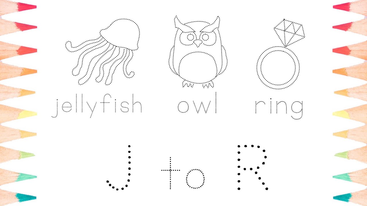 [compilation] Learn Alphabet J~R Words with Drawing and Coloring - YouTube