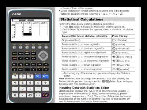 fx-CG50: Creating a Table and Finding a Regression - YouTube