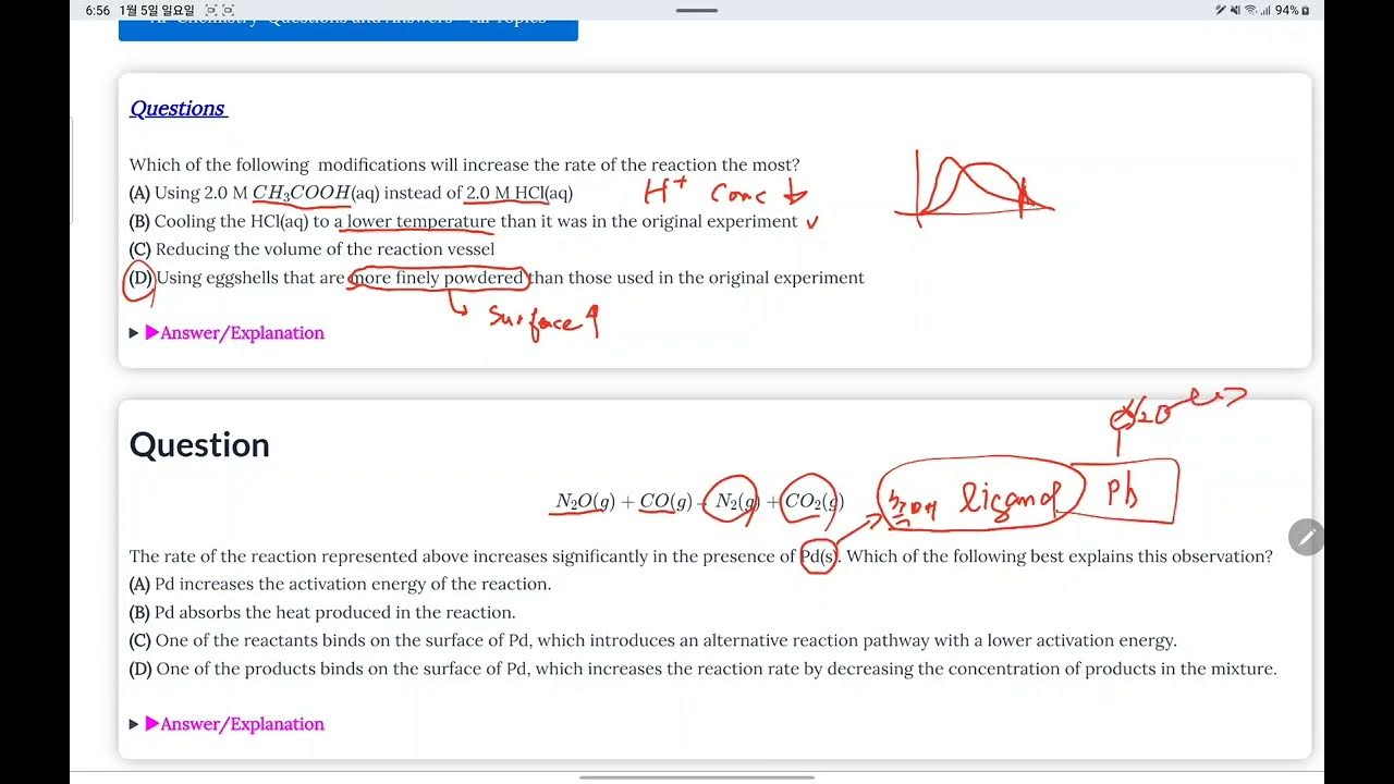 ap chemistry unit 5 reaction rate q1 - YouTube