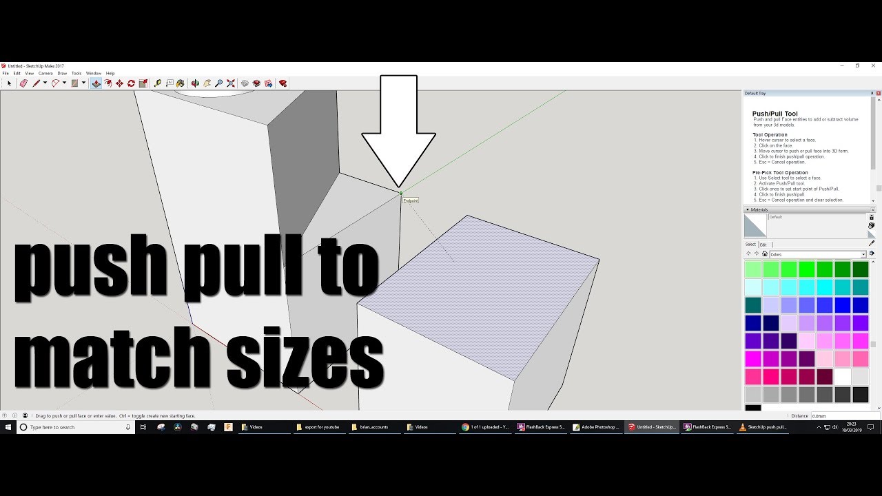 SketchUp push pull tool to match sizes - YouTube