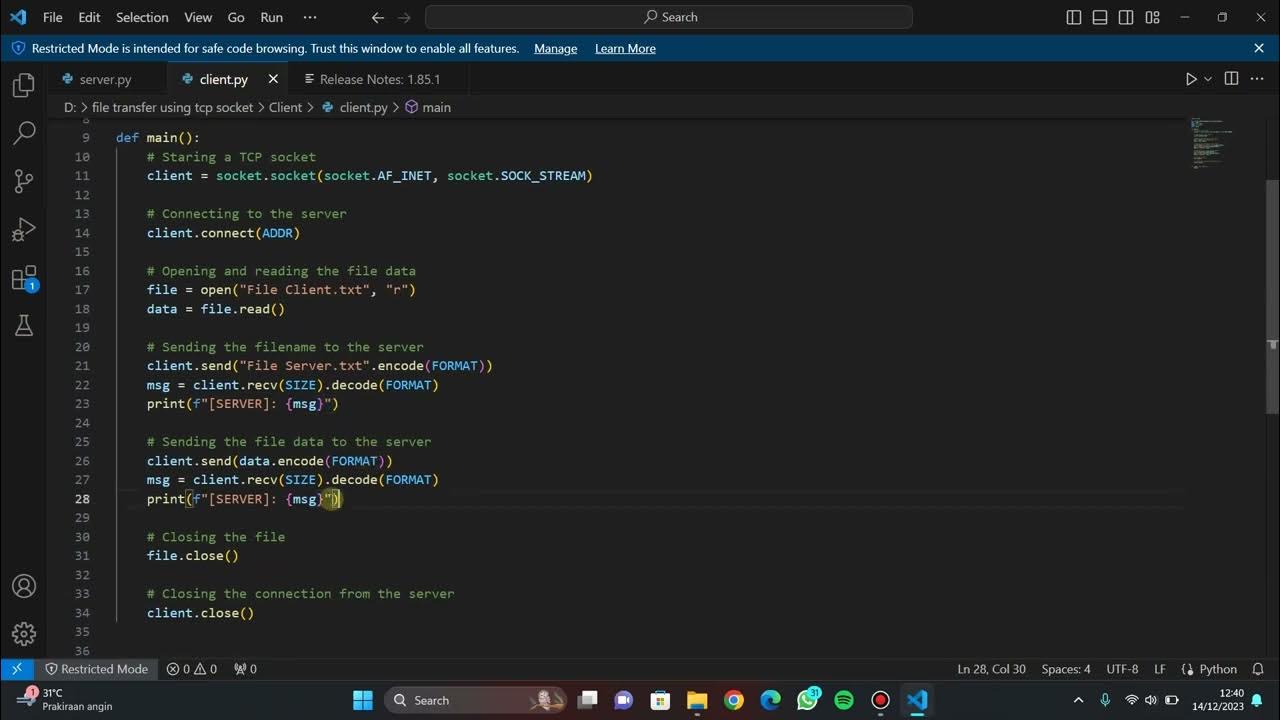Socket Programming File Transfer Using Tcp Socket In Python Youtube