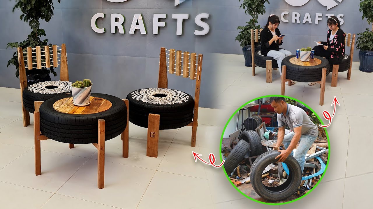 USA Never Know their Old Tires Made into Awesome Chairs & Table - YouTube