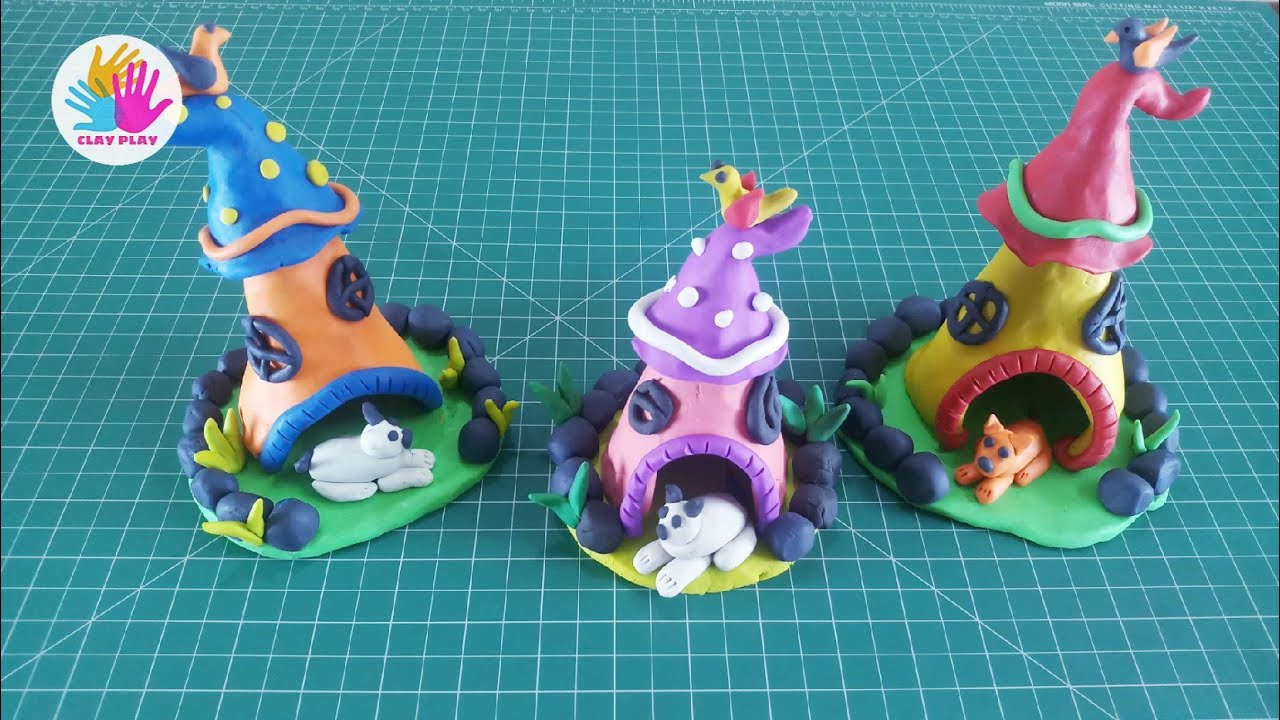 How to make Clay House for kids/ Dog House with play doh/ Clay toy for ...