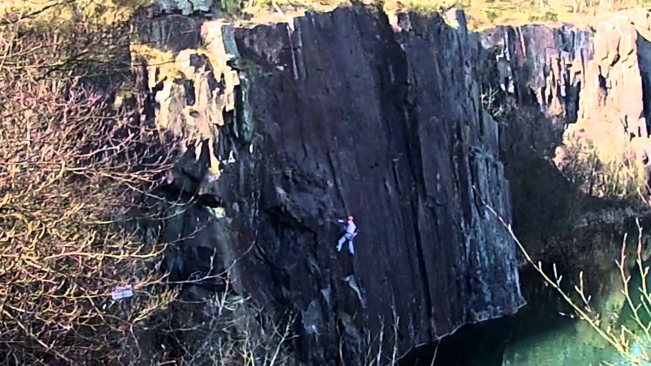 Auchinstarry Quarry - High Dive - E3 5c - YouTube