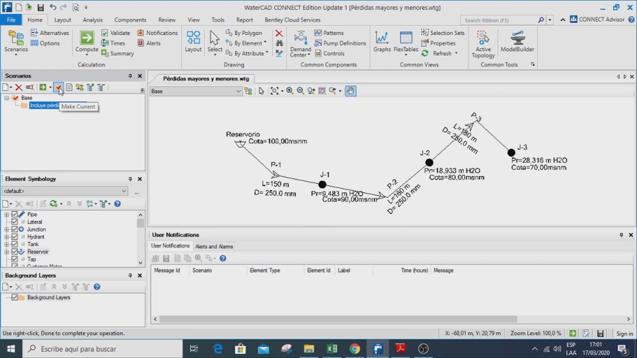 Watercad: Modelamiento incluyendo pérdidas menores o por accesorios ...