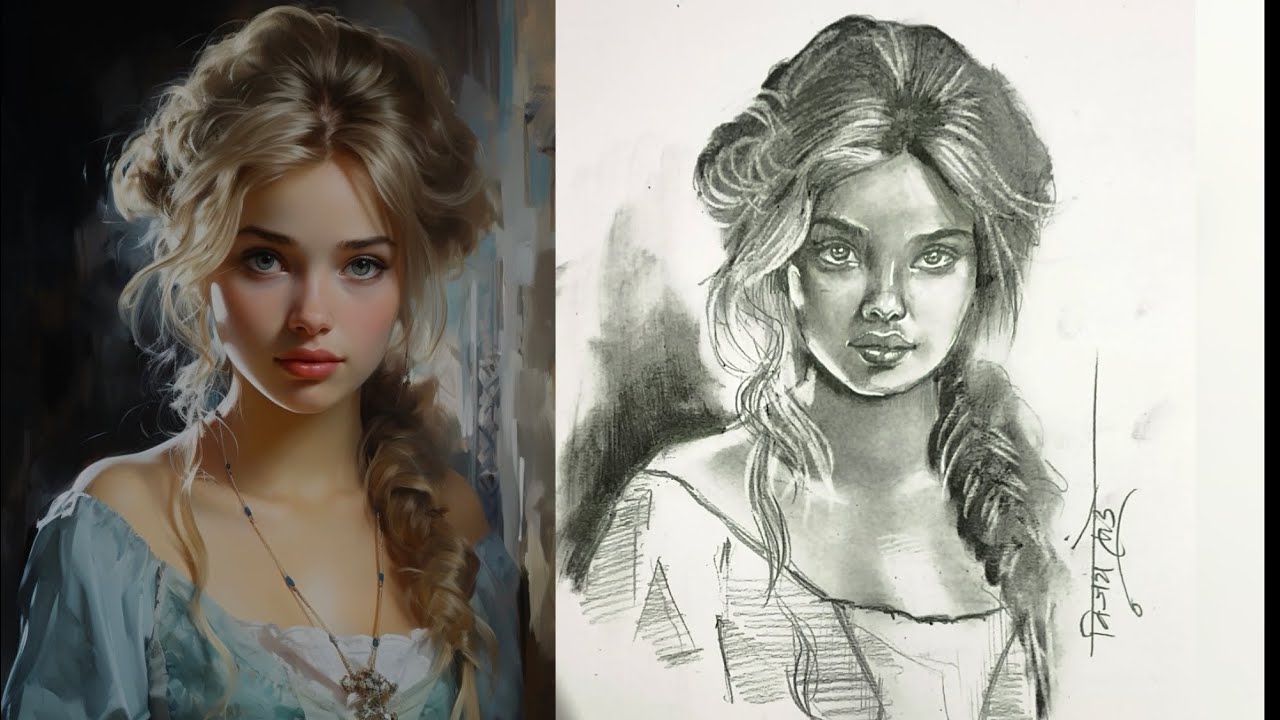 How to draw pencil shading portrait | learn pencil shading portrait ...