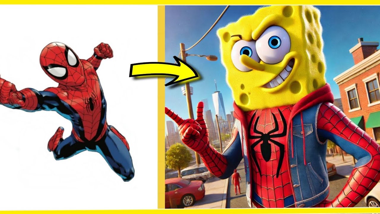 Superheroes but SpongeBob 🧽 || All Marvel-Dc character || #spongebob # ...