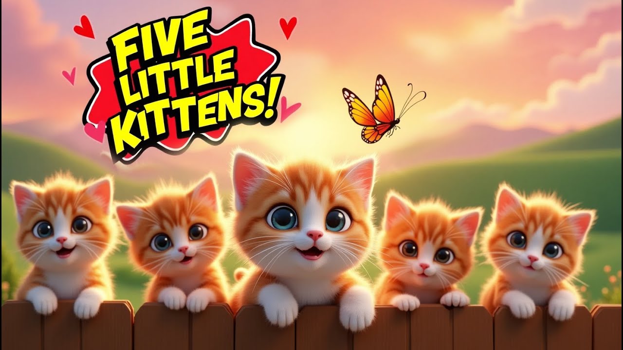 Five Little Kittens | Kids Song | Nursery Rhyme Giggly123 - YouTube
