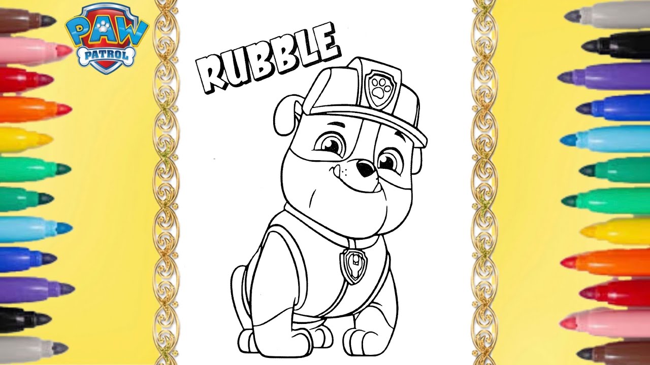 Paw Patrol Rubble Coloring Page | Rubble Pup from Paw Patrol - YouTube