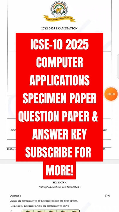 ICSE 10 Computer Applications Specimen Paper 2025 Answer Key #icse # ...