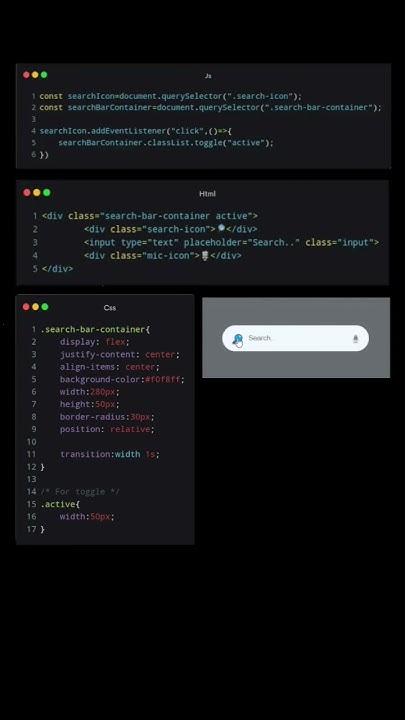 Animated Searchbar Using Htmlcss And Javascript Html Css Javascript Youtube