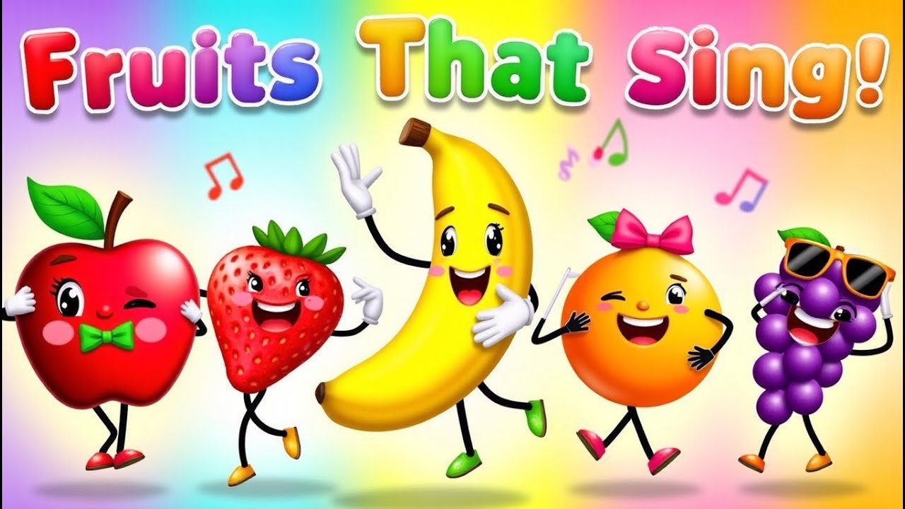 🍎🍌🍇 Colorful Fruits Learning Story for Little Kids Fruits That Sing and ...