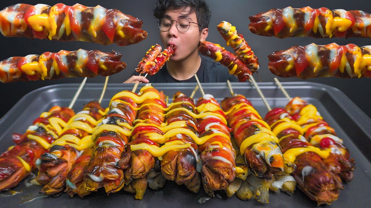 MUKBANG SOSIS BAKAR JUMBO DITAMBAH SAUS KEJU + SAMBAL!!🤤 - YouTube